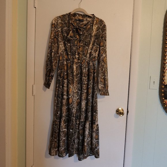 Zara | Dresses | Zara Snake Skin Print Longsleeve Dress | Poshmark